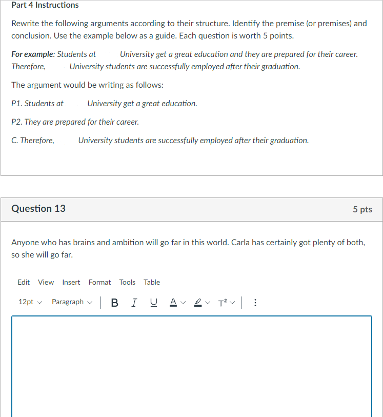 Solved Part 4 Instructions Rewrite the following arguments | Chegg.com