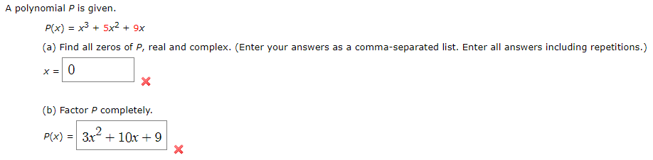 Solved A polynomial P is given. P(x) = x3 + 5x2 + 9x (a) | Chegg.com