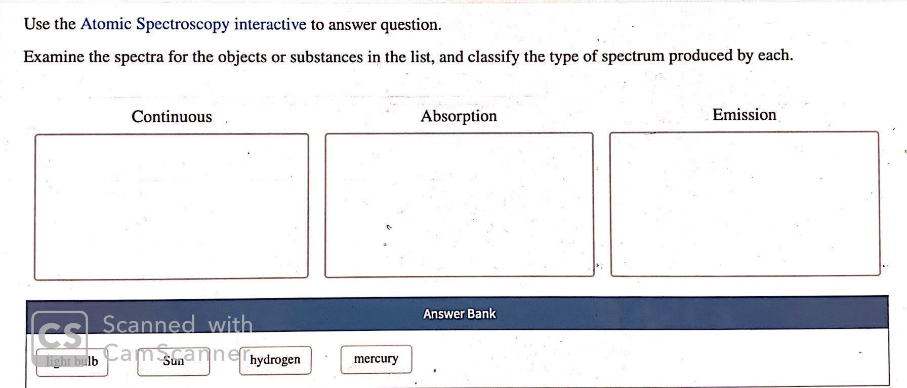 Solved Use the Atomic Spectroscopy interactive to answer | Chegg.com