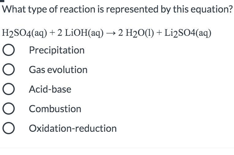 Solved What type of reaction is represented by this | Chegg.com