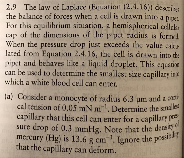 Solved 2.9 The law of Laplace (Equation (2.4.16)) describes | Chegg.com