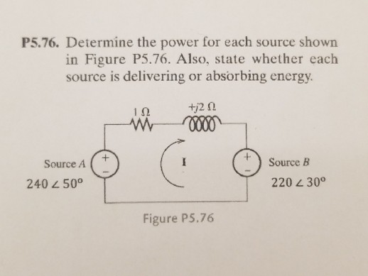 Solved P5.76. Determine the power for each source shown in | Chegg.com