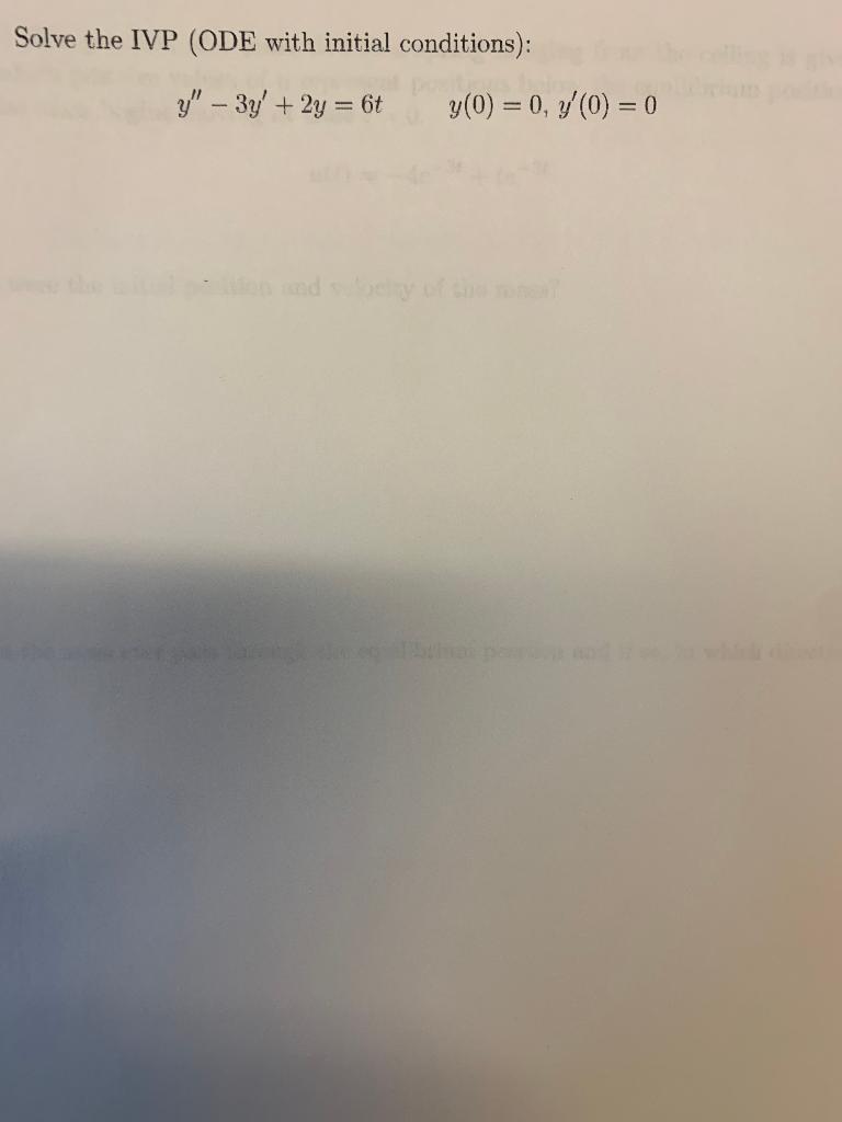 Solved Solve the IVP (ODE with initial conditions): y" - 3y | Chegg.com