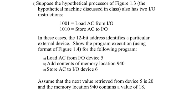 Solved )Suppose the hypothetical processor of Figure 1.3 | Chegg.com
