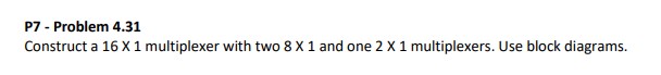 Solved P7 - Problem 4.31 Construct a 16×1 multiplexer with | Chegg.com
