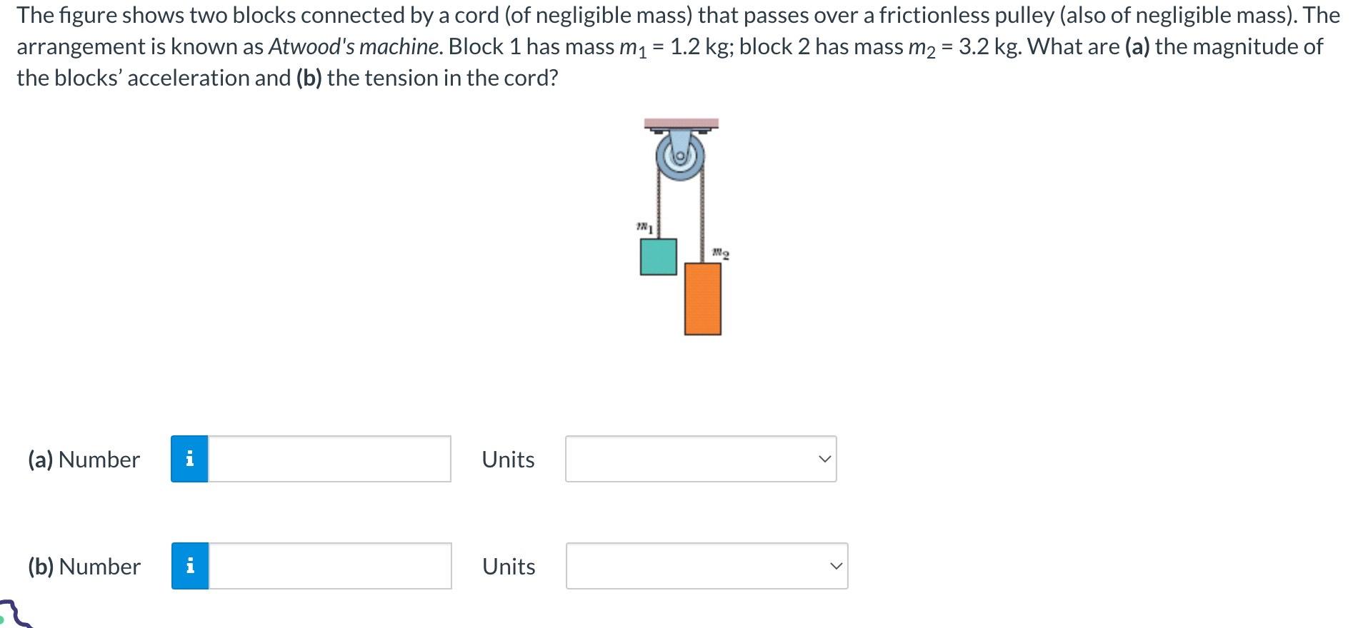 Solved The figure shows two blocks connected by a cord (of | Chegg.com