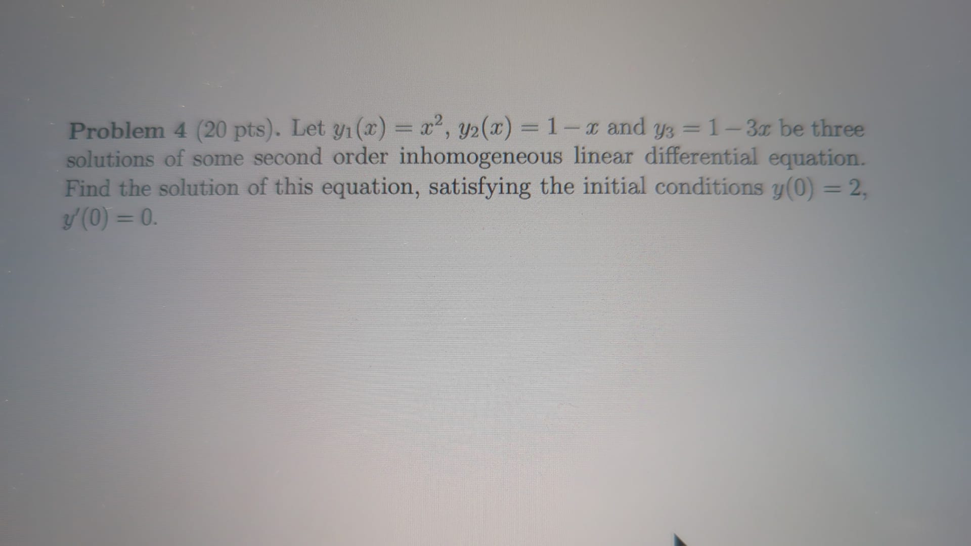 Solved Problem 4 (20 pts). Let y1(x)=x2,y2(x)=1−x and | Chegg.com Solved Problem 4 (20 pts). Let y1(x)=x2,y2(x)=1−x and | Chegg.com