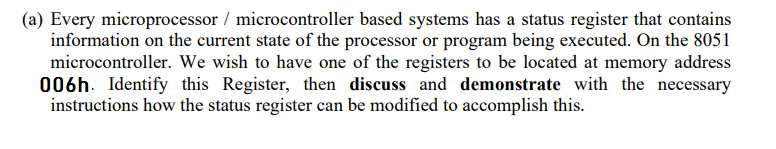 Solved (a) Every microprocessor / microcontroller based | Chegg.com