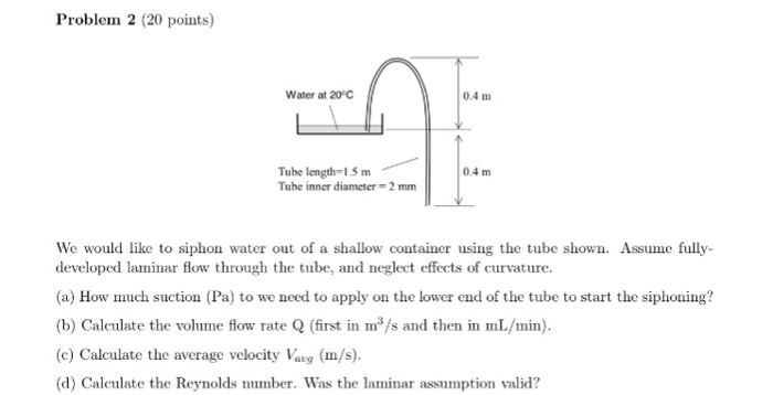 Solved We would like to siphon water out of a shallow | Chegg.com