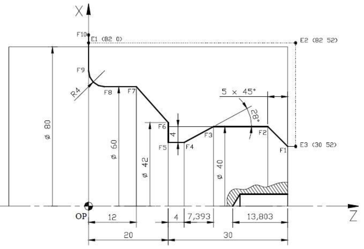 Solved Make the CNC turning program starting from the E3 | Chegg.com