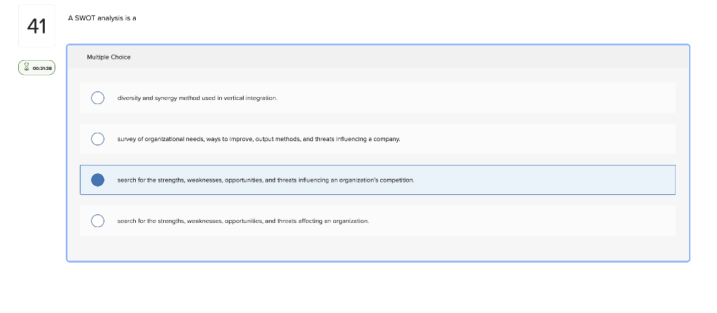 Solved A SWOT analysis is a 41 Multiple Choice 800338 | Chegg.com