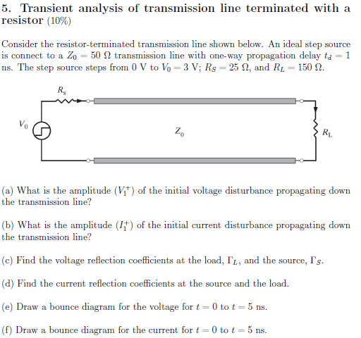 Solved 5. Transient analysis of transmission line terminated | Chegg.com