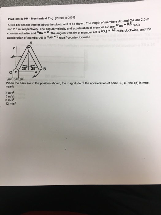 Solved Problem 5: PM- Mechanical Eng. IP0208160554] A | Chegg.com