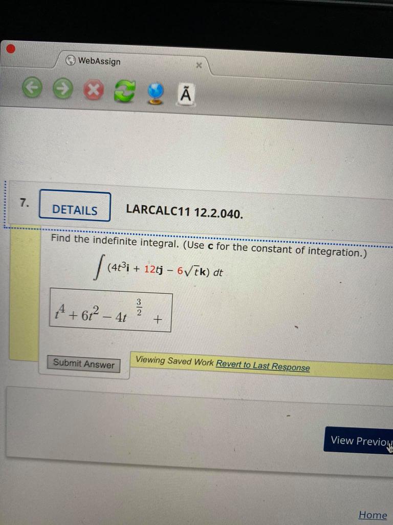 Solved WebAssign X A 7. DETAILS LARCALC11 12.2.040. Find the | Chegg.com
