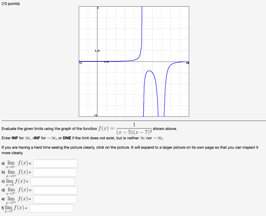 Solved (10 points) 1 Evaluate the given limits using the | Chegg.com