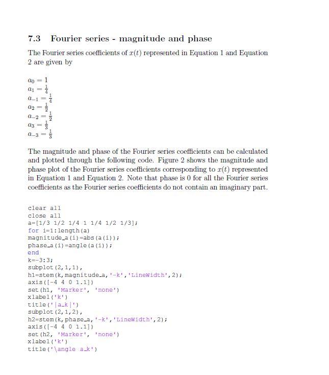 Solved 7.1 Fourier series - complex exponentials The Fourier | Chegg.com