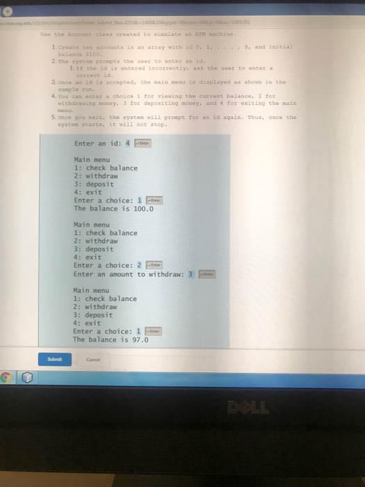 Solved Use The Account Class Created To Simulate An Ath 