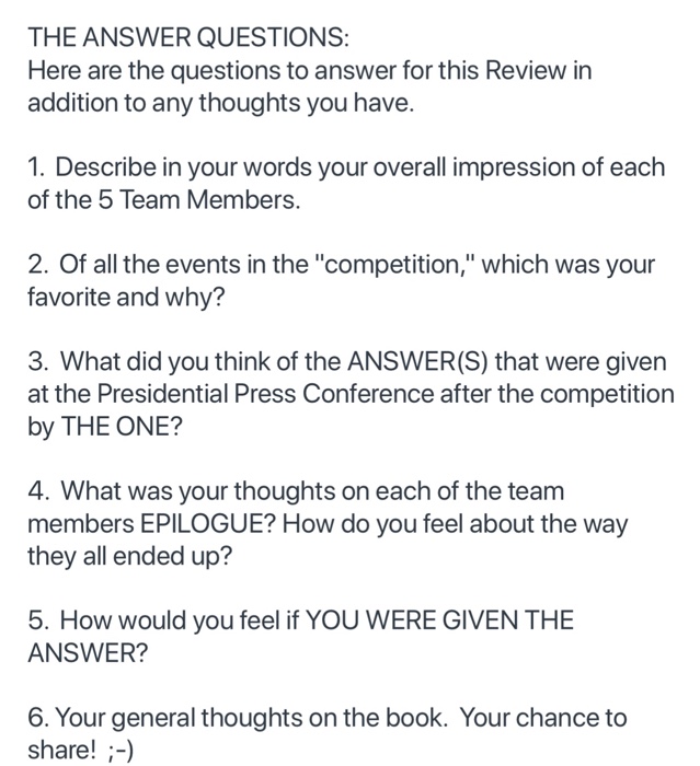 THE ANSWER QUESTIONS: Here are the questions to | Chegg.com