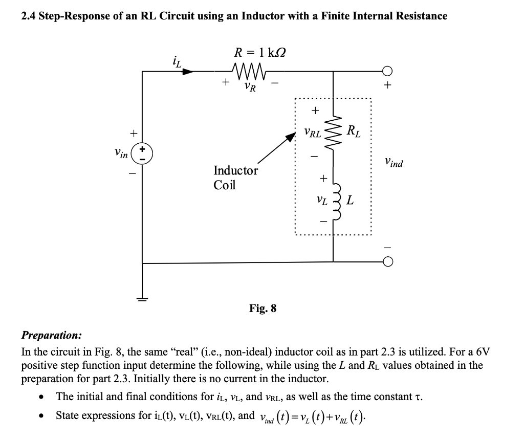 Solved 2.4 Step-Response of an RL Circuit using an Inductor | Chegg.com