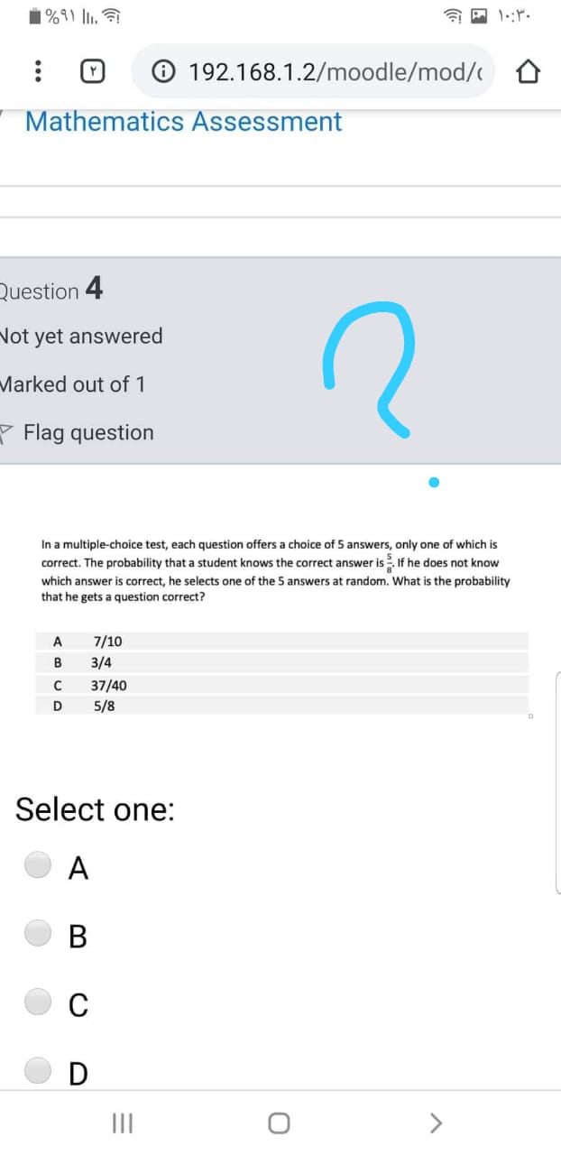 Solved 1%911. O © © 192.168.1.2/moodle/mod/ Mathematics | Chegg.com