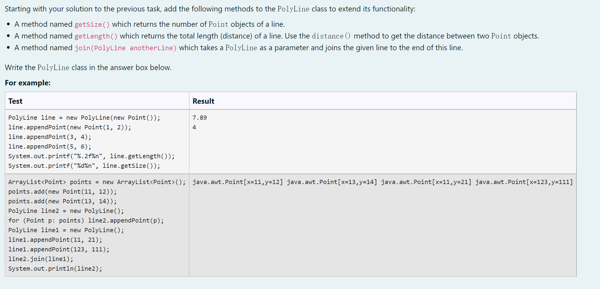 Solved A polyline is a line with segments formed by a list | Chegg.com