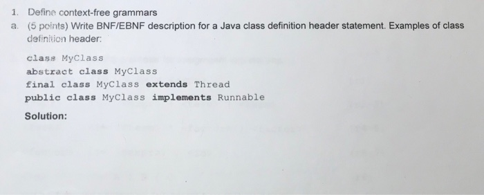 Solved Define context-free grammars (5 points) Write | Chegg.com