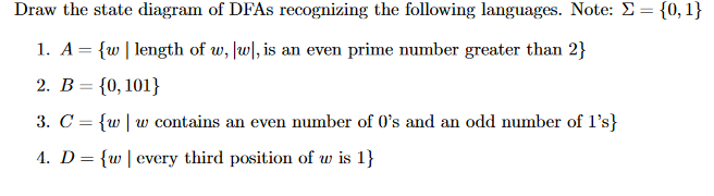 Solved Draw the state diagram of DFAs recognizing the | Chegg.com