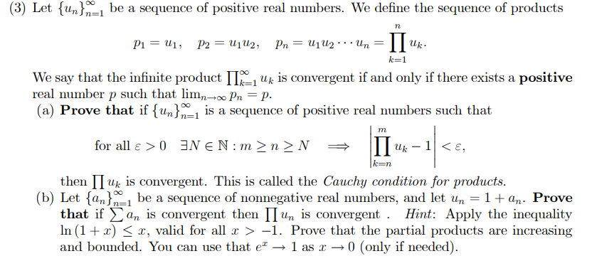 Solved Let {un}n=1∞ be a sequence of positive real numbers. | Chegg.com