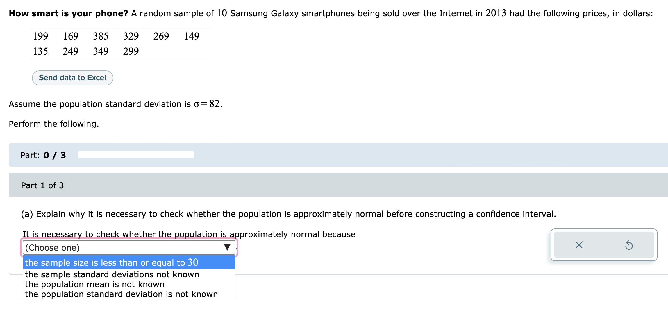Solved Assume the population standard deviation is σ=82. | Chegg.com