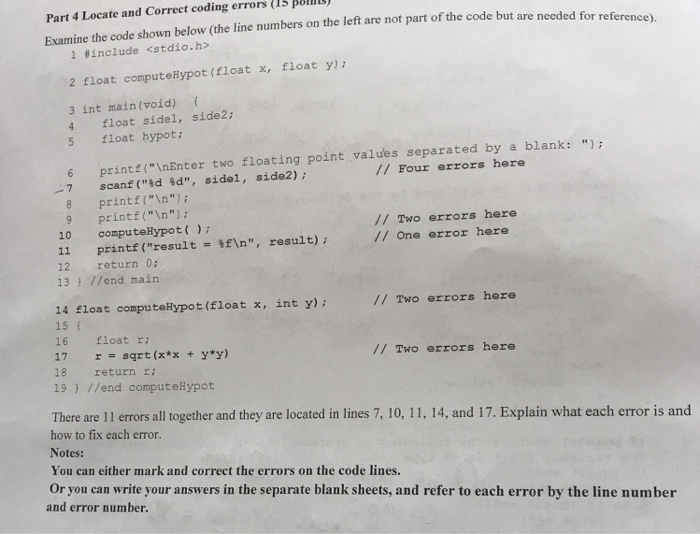 Solved Part 4 Locate and Correct coding errors (15 po) | Chegg.com