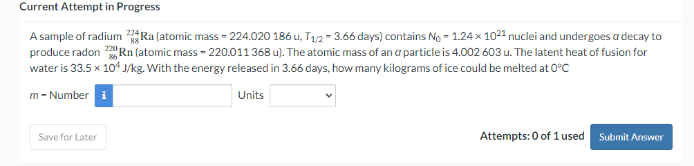 Solved A sample of radium 88224Ra (atomic mass | Chegg.com