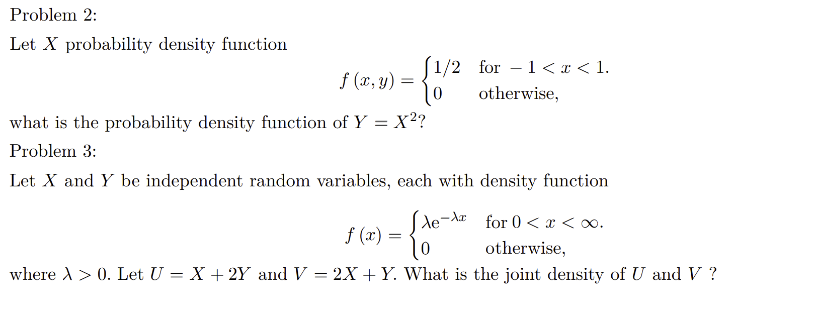 Solved Problem 2: Let X probability density function ſ1/2 | Chegg.com