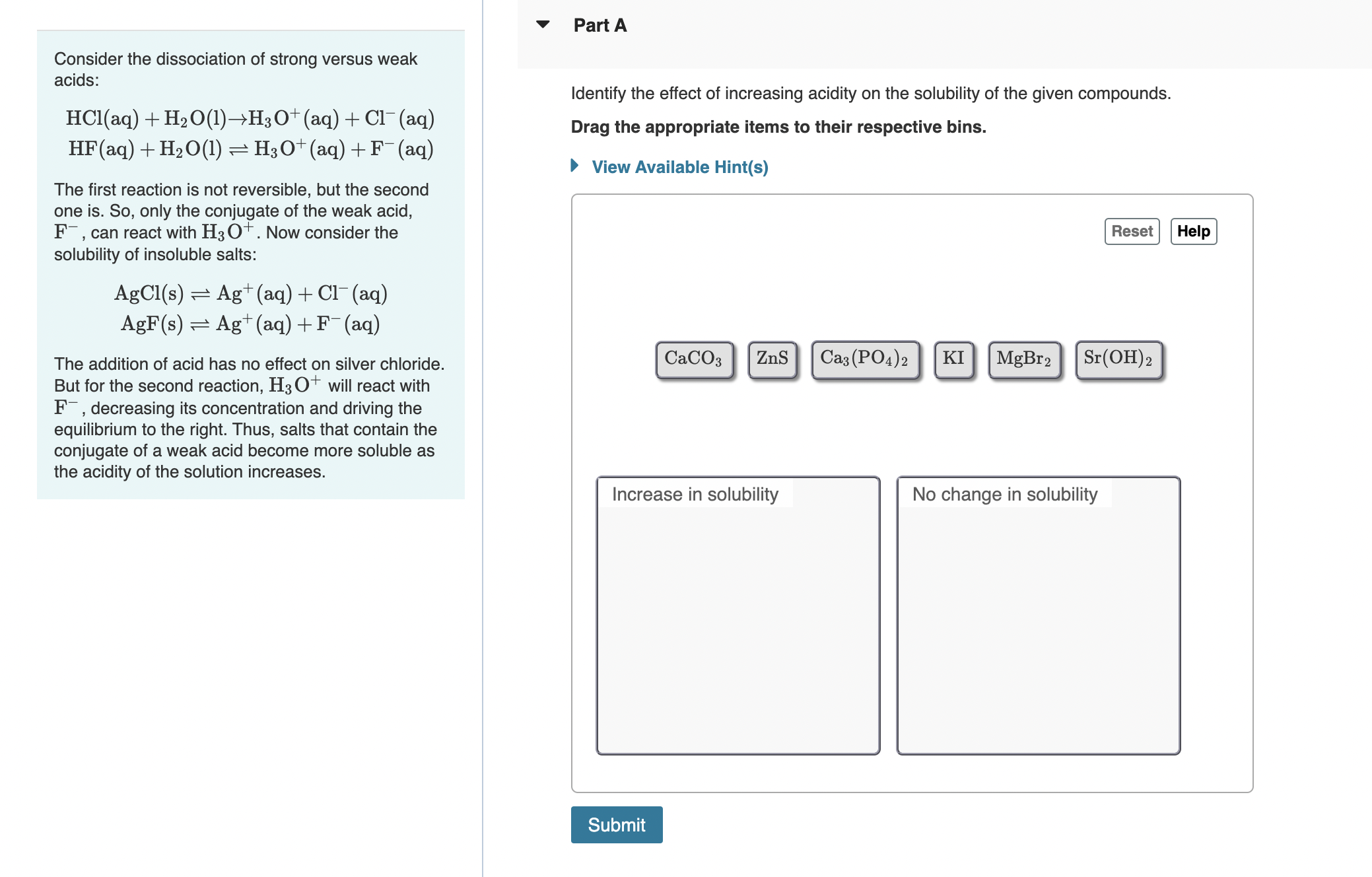 Solved Consider the dissociation of strong versus weak | Chegg.com