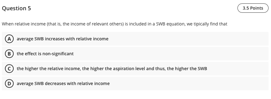 Solved Question 5 When relative income (that is, the income | Chegg.com