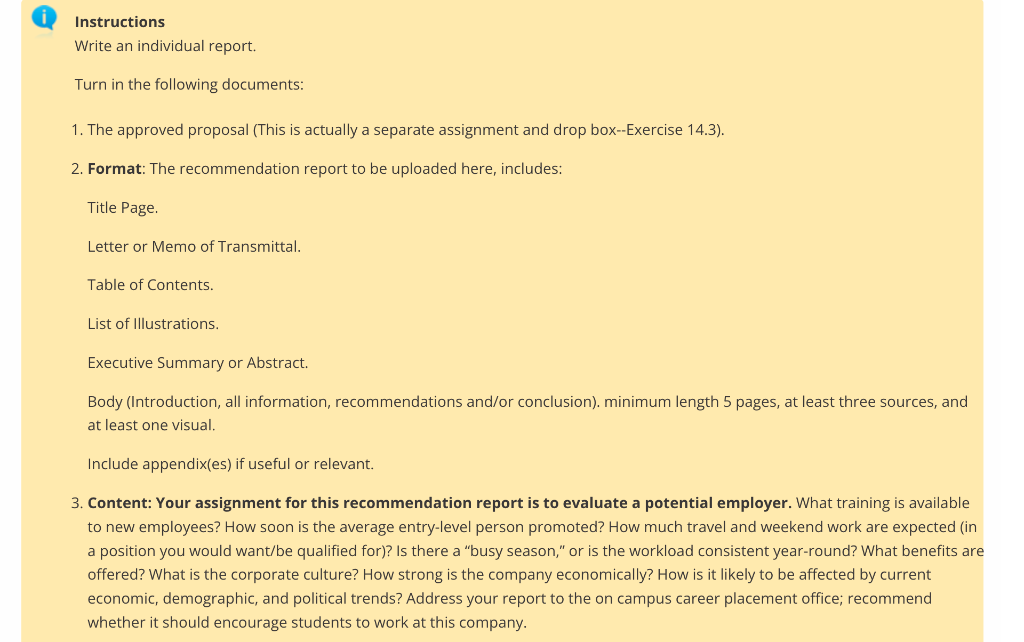 Solved Instructions Write an individual report. Turn in the | Chegg.com