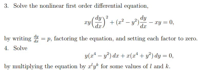 Solved 3. Solve the nonlinear first order differential | Chegg.com
