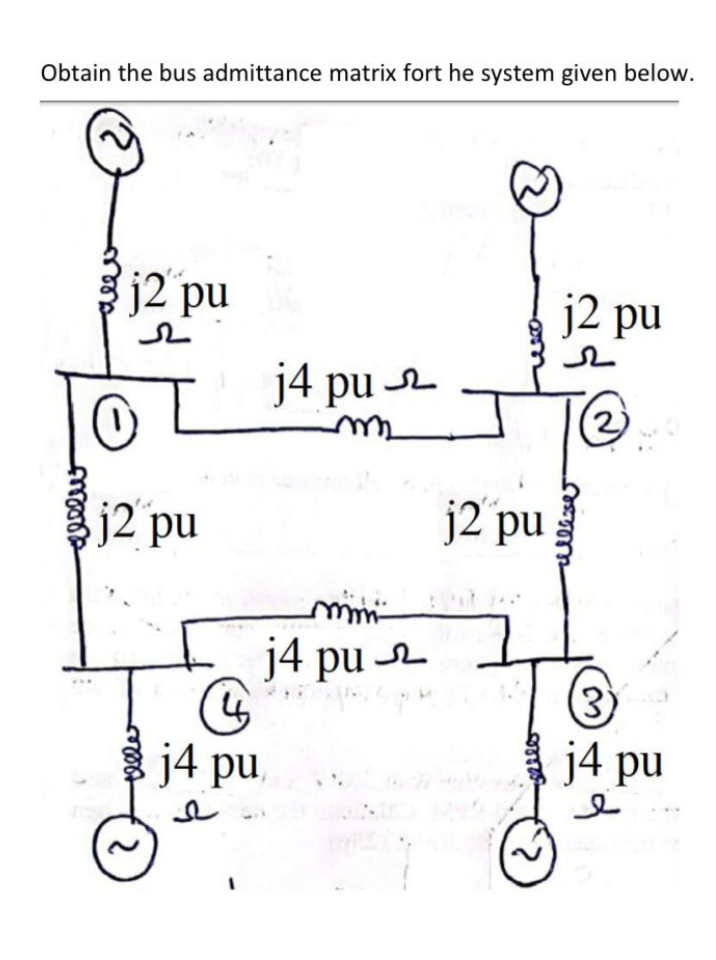 Solved Obtain the bus admittance matrix fort he system given | Chegg.com