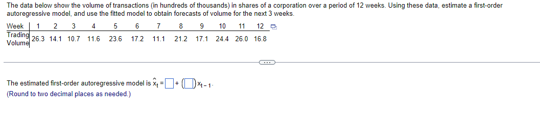 Solved The estimated first-order autoregressive model is | Chegg.com
