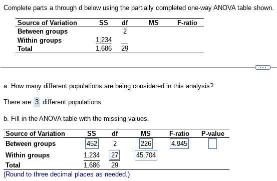 Solved Complete parts a through d below using the partially | Chegg.com