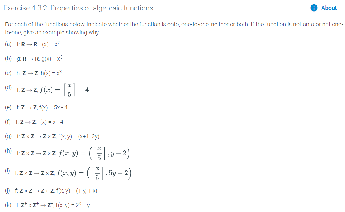Solved Exercise 4.3.2: Properties of algebraic functions. | Chegg.com