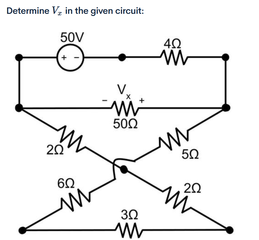 Solved Determine Vx ﻿in the given circuit: | Chegg.com