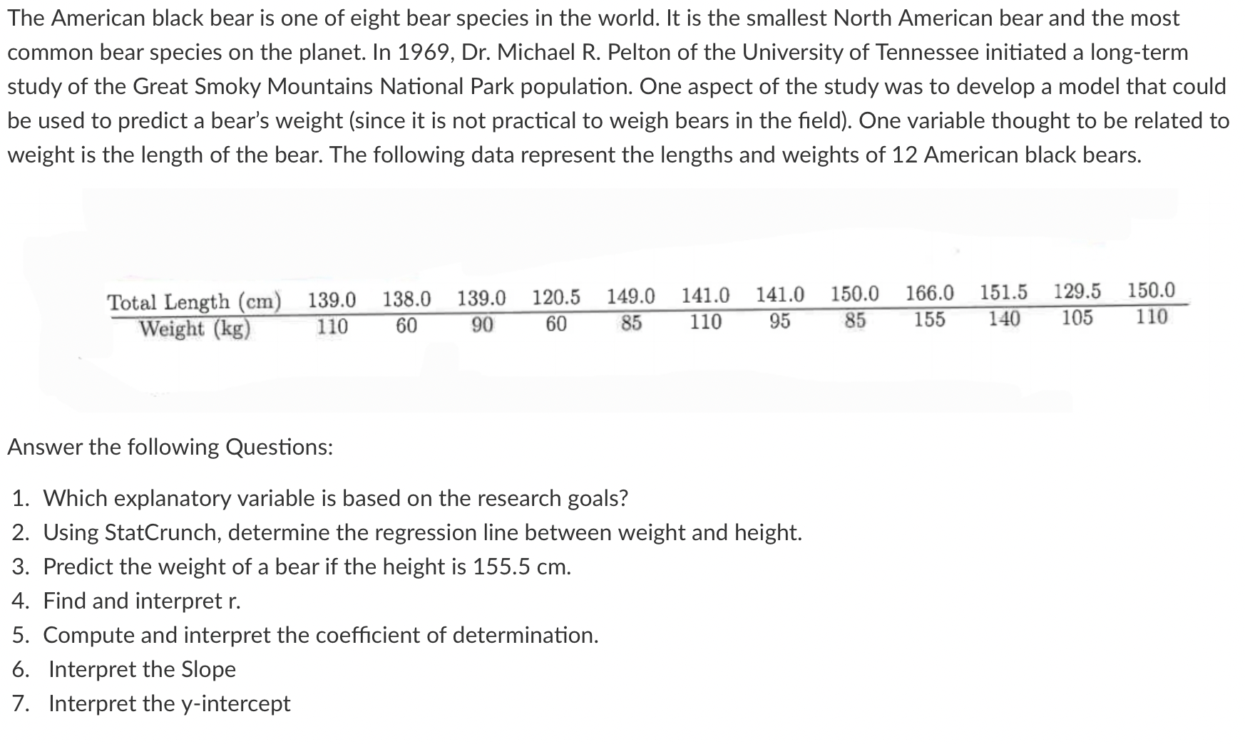 Solved The American black bear is one of eight bear species | Chegg.com