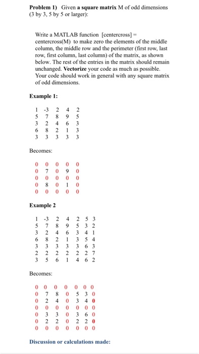 Solved Given a square matrix M of odd dimensions (3 by 3, 5 | Chegg.com