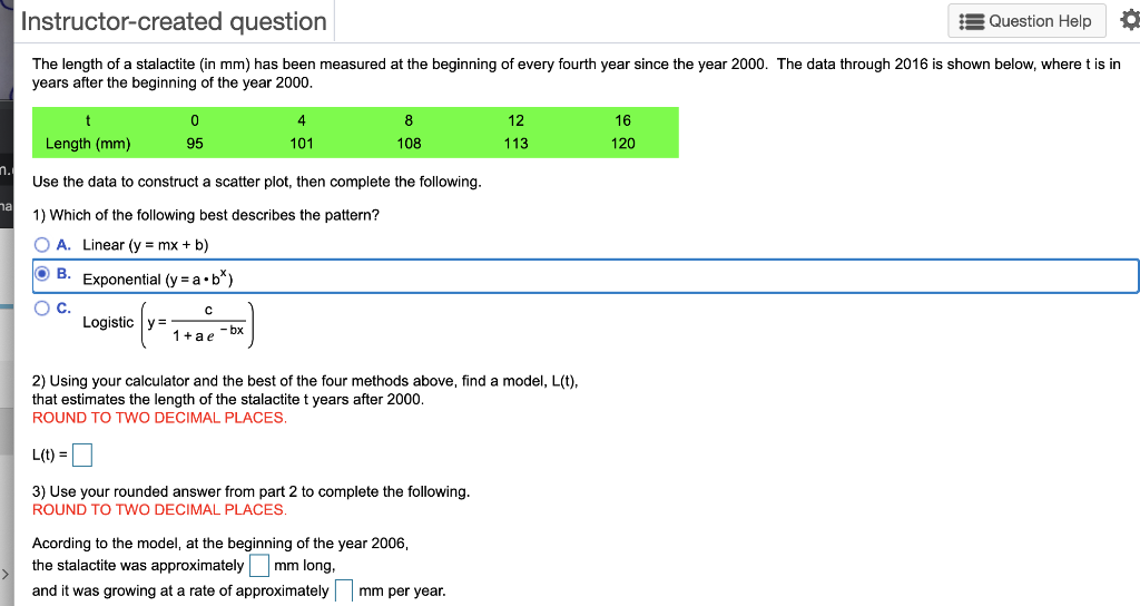 Solved Instructor-created question s Question Help The | Chegg.com