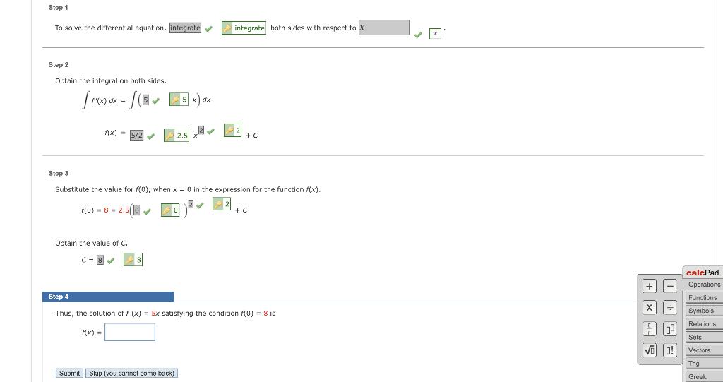 Solved Step 1 To solve the differential equation, integrate | Chegg.com