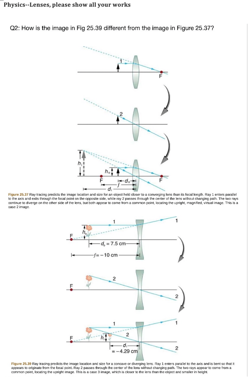 Solved Physics--Lenses, please show all your works Q2: How | Chegg.com