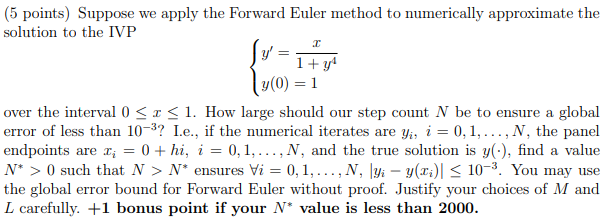 Solved (5 points) Suppose we apply the Forward Euler method | Chegg.com