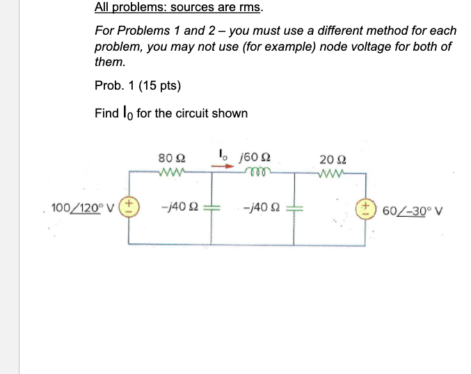 Solved All problems: sources are rms. For Problems 1 and 2 - | Chegg.com