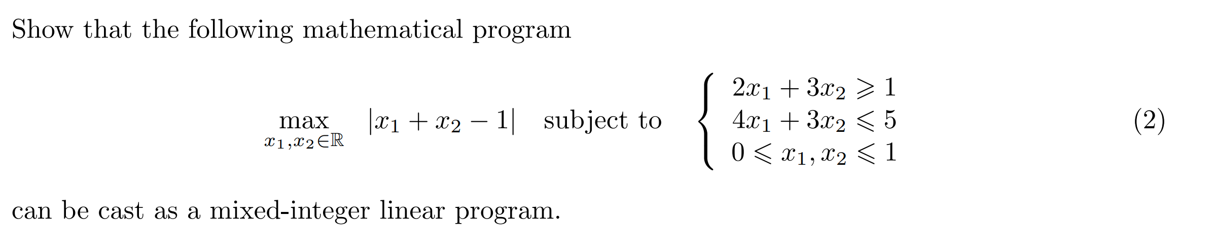 Show that the following mathematical program | Chegg.com
