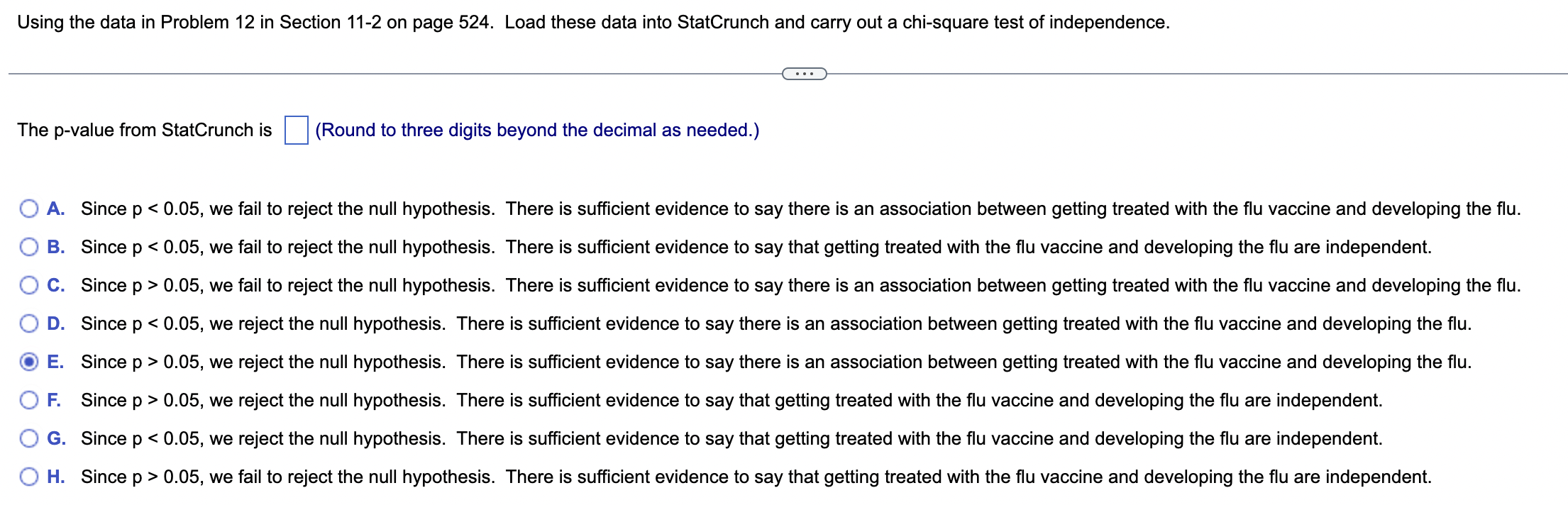 Using the data in Problem 12 in Section 11-2 on page | Chegg.com
